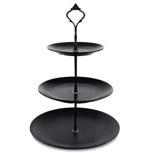 lucky will black tiered dessert serving tray for kid's party supplies favors 3 tier cupcake cake stand for birthday tea afternoon halloween christmas candy bar