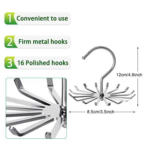 Belt Hanger for Closet Stainless Steel Scarf Tie Rack Metal Belt Organizer Purse Hanger Belt Holder for Men Women Scarves Clothes Bags Shoes Coats Hats Jewelry Handbags 16 Hooks Each (Silver, 2)