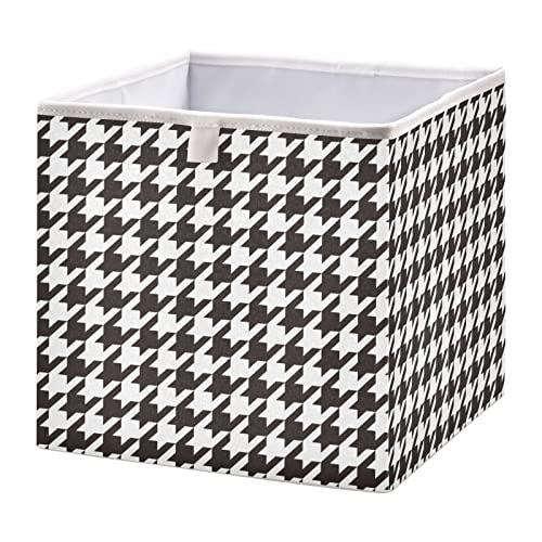 Cube Storage Bins 11 x 11 Houndstooth Black Storage Cubes for Shelf Closet Collapsible Cubby Organizer Basket