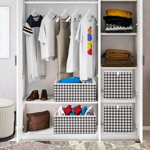 Cube Storage Bins 11 x 11 Houndstooth Black Storage Cubes for Shelf Closet Collapsible Cubby Organizer Basket