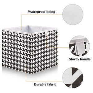 Cube Storage Bins 11 x 11 Houndstooth Black Storage Cubes for Shelf Closet Collapsible Cubby Organizer Basket