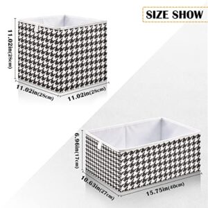 Cube Storage Bins 11 x 11 Houndstooth Black Storage Cubes for Shelf Closet Collapsible Cubby Organizer Basket