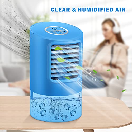 IMIKEYA Personal Air Conditioner: 3 in 1 Portable Air Conditioner Fan, Evaporative AC Mini Air Conditioner Humidifier With 3 Speeds Air Cooler Desk Misting Cooling Fan for Room Office Home 7 LED Light