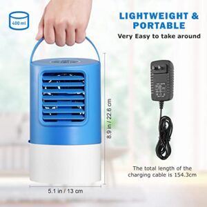 IMIKEYA Personal Air Conditioner: 3 in 1 Portable Air Conditioner Fan, Evaporative AC Mini Air Conditioner Humidifier With 3 Speeds Air Cooler Desk Misting Cooling Fan for Room Office Home 7 LED Light