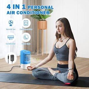 IMIKEYA Personal Air Conditioner: 3 in 1 Portable Air Conditioner Fan, Evaporative AC Mini Air Conditioner Humidifier With 3 Speeds Air Cooler Desk Misting Cooling Fan for Room Office Home 7 LED Light