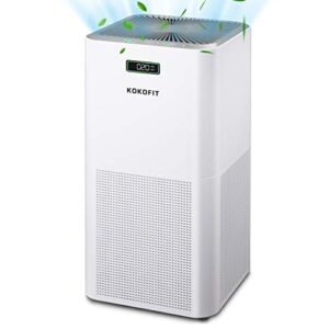 Kokofit Air Purifiers for Home, H13 True HEPA Filter, Allergies Pets Hair Dust Odor Smoke Mold Pollen, 26dB Smart Silent Sleep Mode, White