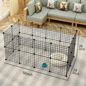 Pet Playpen, Small Animal Cage Indoor Portable Metal Wire Yard Fence for Small Animals, Guinea Pigs, Rabbits Kennel Crate Fence Tent Black 24pcs (and 8pcs for Free)