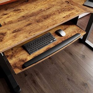 EUREKA ERGONOMIC L Shaped Standing Desk with Keyboard Tray, 61" Electric Height Adjustable Gaming Computer Desk with Monitor Stand & LED Strips, Dual Motor Sit Stand Up Corner Desk, Right/Rustic Brown