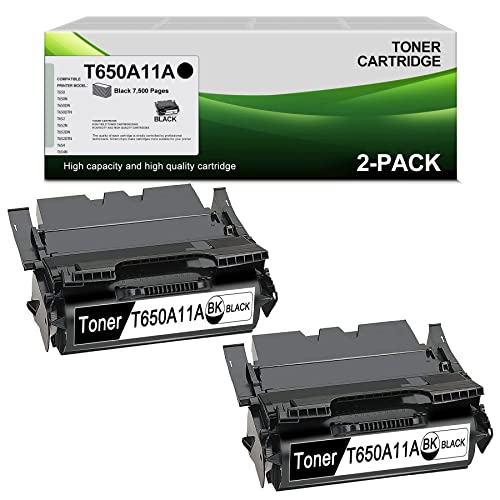 NUCALA T650 (T650A11A) Compatible Remanufactured Toner Cartridge Replacement for Lexmark T650 T652n T652dn T652dtn T654 T654n T656dne TS654dn TS656dne Printer Ink Cartridge (2 Pack, Black)