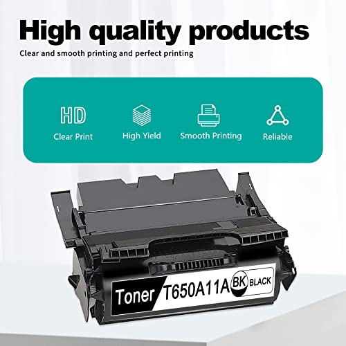 NUCALA T650 (T650A11A) Compatible Remanufactured Toner Cartridge Replacement for Lexmark T650 T652n T652dn T652dtn T654 T654n T656dne TS654dn TS656dne Printer Ink Cartridge (2 Pack, Black)