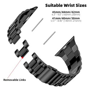 iiteeology Compatible with Apple Watch Band Ceramic 49/45/44/42mm, Stainless Steel Wristband Replacement Band for iWatch Ultra Series SE 8/7/6/5//4/3/2/1, Black+Black