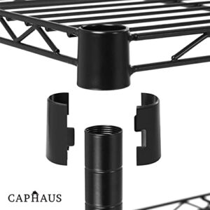 CAPHAUS Heavy-Duty Adjustable Height Wire Shelving Unit, Wire Rack Shelving, Metal Steel Storage Shelves, Garage Shelving Storage Organizer, Utility Storage Shelf, 60Wx24Dx76H 4-Tier W/Wheels, Black