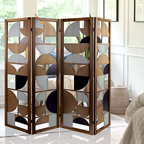 4 Panels Room Dividers 5.6Ft Privacy Screen Wood Room Dividers and Folding Privacy Screens,Wall Divider Room Separation for Home Rooms,Bedroom,Office,Outdoor