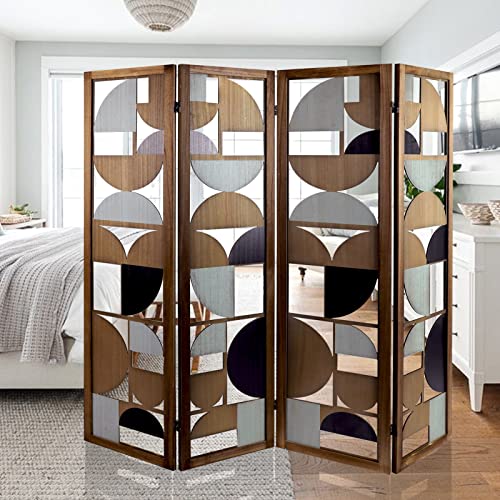 4 Panels Room Dividers 5.6Ft Privacy Screen Wood Room Dividers and Folding Privacy Screens,Wall Divider Room Separation for Home Rooms,Bedroom,Office,Outdoor