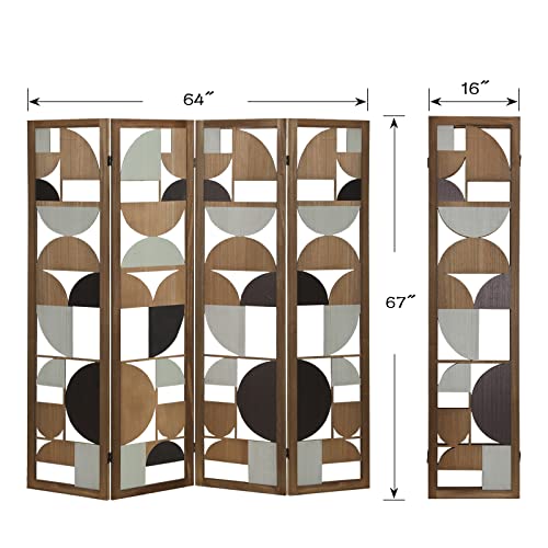 4 Panels Room Dividers 5.6Ft Privacy Screen Wood Room Dividers and Folding Privacy Screens,Wall Divider Room Separation for Home Rooms,Bedroom,Office,Outdoor