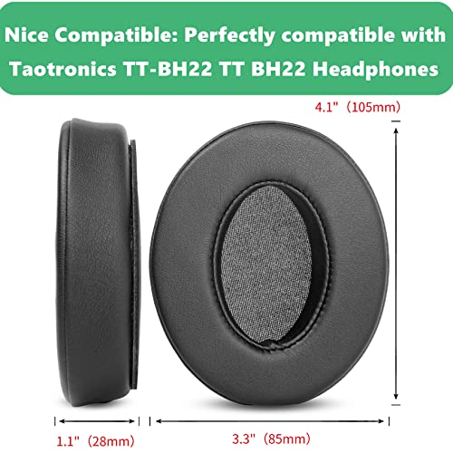 TaiZiChangQin Upgrade Thicker Ear Pads Cushion Memory Foam Replacement Compatible with Taotronics TT-BH22 TT BH22 Headphone