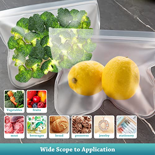 Reusable Food Storage Bags 6Pack, BPA Free Stasher Bag, Reusable Snack Bags Sandwich Bags Freezer Bags, Silicone Bags for Food Storage,Travel,Home Organize (2S+4M)