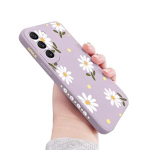 sunswim galaxy s21+ plus case - cute daisy, full camera lens protection, slim shockproof tpu bumper, liquid silicone, 6.7" - purple