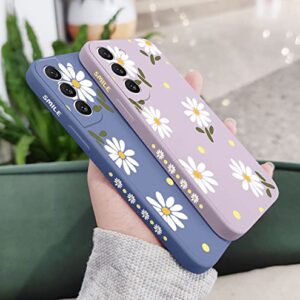 Sunswim Galaxy S21+ Plus Case - Cute Daisy, Full Camera Lens Protection, Slim Shockproof TPU Bumper, Liquid Silicone, 6.7" - Purple