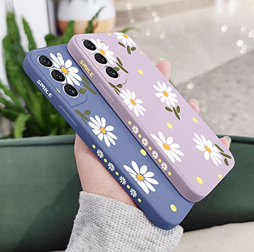 Sunswim Galaxy S21+ Plus Case - Cute Daisy, Full Camera Lens Protection, Slim Shockproof TPU Bumper, Liquid Silicone, 6.7" - Purple