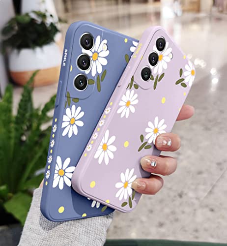 Sunswim Galaxy S21+ Plus Case - Cute Daisy, Full Camera Lens Protection, Slim Shockproof TPU Bumper, Liquid Silicone, 6.7" - Purple