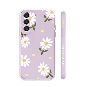 Sunswim Galaxy S21+ Plus Case - Cute Daisy, Full Camera Lens Protection, Slim Shockproof TPU Bumper, Liquid Silicone, 6.7" - Purple