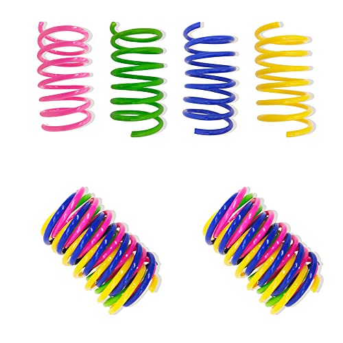 TEEMEE Cat Spring Toys 30 Packs Colorful & Durable Plastic Spring Coils Attract Cats to Swat, Bite, Hunt, Interactive Spring Toys for Cats and Kittens