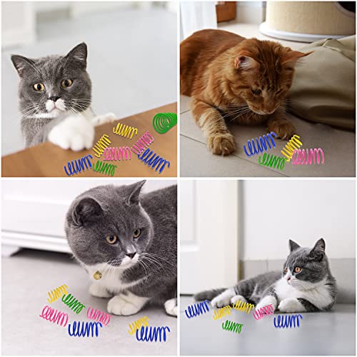 TEEMEE Cat Spring Toys 30 Packs Colorful & Durable Plastic Spring Coils Attract Cats to Swat, Bite, Hunt, Interactive Spring Toys for Cats and Kittens