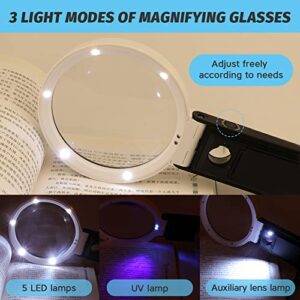 Magnifying Glass with Light - 25X 3.5X Foldable Magnifying Glasses - Handheld and Desktop Dual-use Magnifying Glass LED UV Lighted Magnifier for Seniors Kids Reading Appraisal Inspection Exploring