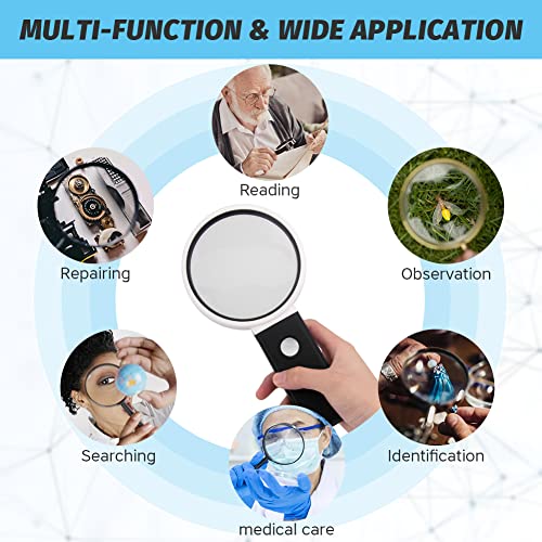 Magnifying Glass with Light - 25X 3.5X Foldable Magnifying Glasses - Handheld and Desktop Dual-use Magnifying Glass LED UV Lighted Magnifier for Seniors Kids Reading Appraisal Inspection Exploring