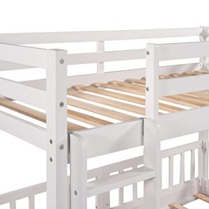 Merax Twin Over Twin Bunk Bed with Slide and Ladder, No Box Spring Needed, White