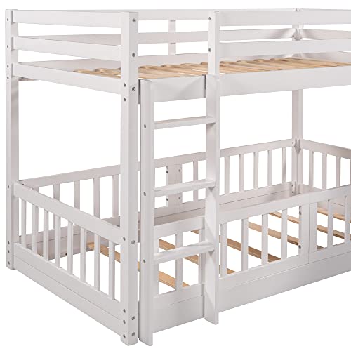 Merax Twin Over Twin Bunk Bed with Slide and Ladder, No Box Spring Needed, White