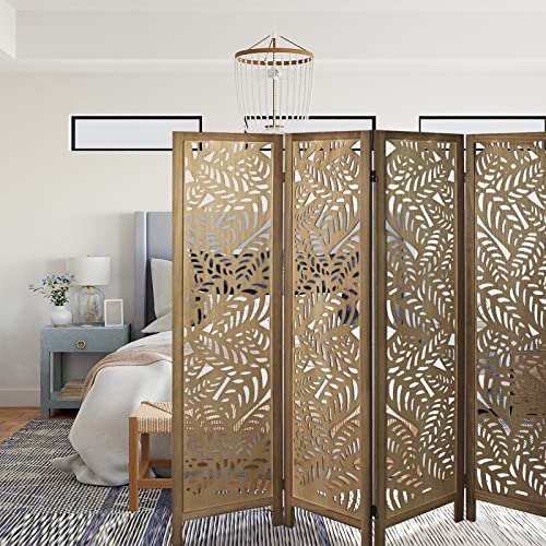 4 Panel Room Dividers Wood Room Dividers Folding Privacy Screen Separation Wall Dividers Separator for Bedroom, Office