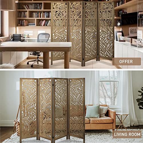 4 Panel Room Dividers Wood Room Dividers Folding Privacy Screen Separation Wall Dividers Separator for Bedroom, Office