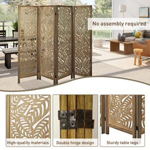 4 Panel Room Dividers Wood Room Dividers Folding Privacy Screen Separation Wall Dividers Separator for Bedroom, Office