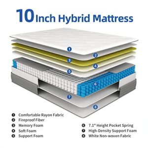 DH DIGLANT HOME Twin Mattress,10" Memory Foam Hybrid Tight Top Mattress with Pocket Spring,Medium-Firm Foam Mattress Sleep Motion Isolation, Supportive & Pressure Relieving,Mattress-in-a-Box