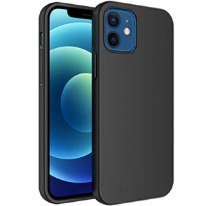 puxicu case for iphone 12 & 12 pro, slim design matte soft tpu protective cover - 6.1 inch - black