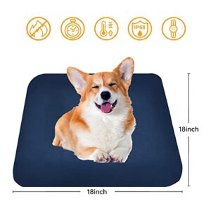 WITSJYA Pet Heating Pad, Upgraded 12 Adjustable Temperature Dog Cat Heating Pad with Timer, Indoor Warming Mat with Chew Resistant Cord (S:18" x 18", Blue)