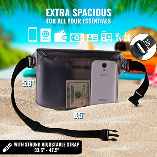 AiRunTech Waterproof Pouch | Way to Keep Your Phone and Valuables Safe and Dry | for Boating Swimming Snorkeling Kayaking Beach Pool (2 Phone Cases(Green + Pink) + 2 Fanny Packs(Black+Gray))