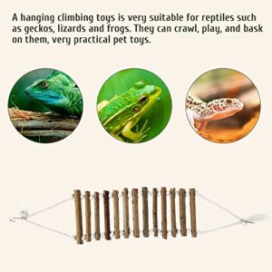 Hamiledyi Gecko Ladder Bridge, 2 PCS Wooden Reptile Ladders Hanging Bearded Dragon Rope Bridge Hermit Crab Climbing Toys Terrarium Accessories for Chameleons Turtle Lizard Frog