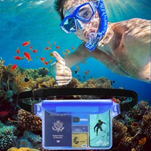 AiRunTech Waterproof Pouch | Way to Keep Your Phone and Valuables Safe and Dry | for Boating Swimming Snorkeling Kayaking Beach Pool (2 Phone Cases(Green + Black) + 2 Fanny Packs(Black + Blue)