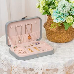 Smileshe Jewelry Box for Women Girls, PU Leather Small Travel Organizer Case, Portable Display Storage Holder Boxes for Rings Earrings Necklaces Bracelets