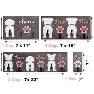 HiPeep Dog Leash Holders for Wall Personalized Key Hooks Hangers for Dog Organization/Storage/Room Decorative Wall-Mounted for Entrance/Hall/Farmhouse with Dog Name+100 Breeds Silhouette