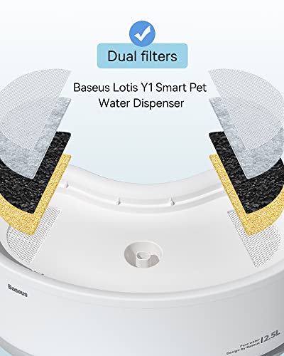 Baseus 8 Packs Replacement Filters for 2.5L Lotis Y1 Smart Cat Water Fountain Pet Water Dispenser