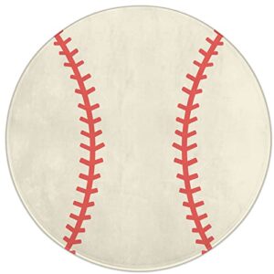 yeahspace baseball rug round 40 inch area rug bedroom playroom decorate (40 inch, sports baseball beige)