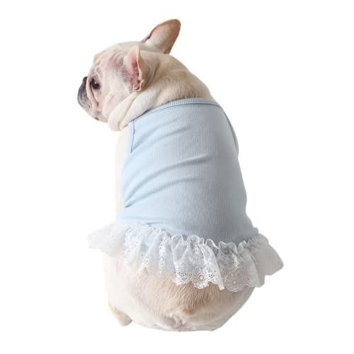 French Bulldog Vest,Dog Cotton Shirt Vest Lightweight Stretchy Dog T-Shirts Sleeveless Vests Breathable Clothes (Lace,Medium)