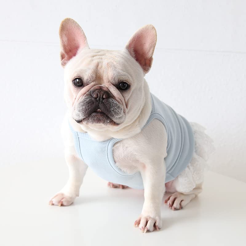 French Bulldog Vest,Dog Cotton Shirt Vest Lightweight Stretchy Dog T-Shirts Sleeveless Vests Breathable Clothes (Lace,Medium)