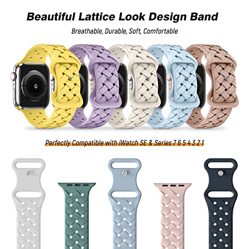 DYKEISS 6 Pack Sport Silicone Band Compatible with Apple Watch Band 41mm 45mm 40mm 44mm 38mm 42mm 49mm for Women Men, Breathable Soft Replacement Strap for iWatch Ultra Series 8/7/SE/6/5/4/3/2/1