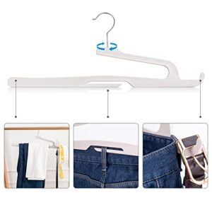 khhyylfj closet plastic space saving non slip multi functional 360 degree swivel pants hanger, heavy duty open s shape wide trouser hanger for jeans blanket tablecloth bra lingerie, ivory - pack of 24