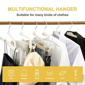 KHHYYLFJ Closet Plastic Space Saving Non Slip Multi Functional 360 Degree Swivel Pants Hanger, Heavy Duty Open S Shape Wide Trouser Hanger for Jeans Blanket Tablecloth Bra Lingerie, Ivory - Pack of 24